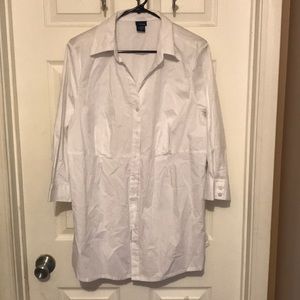 Basic Editions | Tops | Nwt Flattering White Button Down Tunic Size X | Poshmark